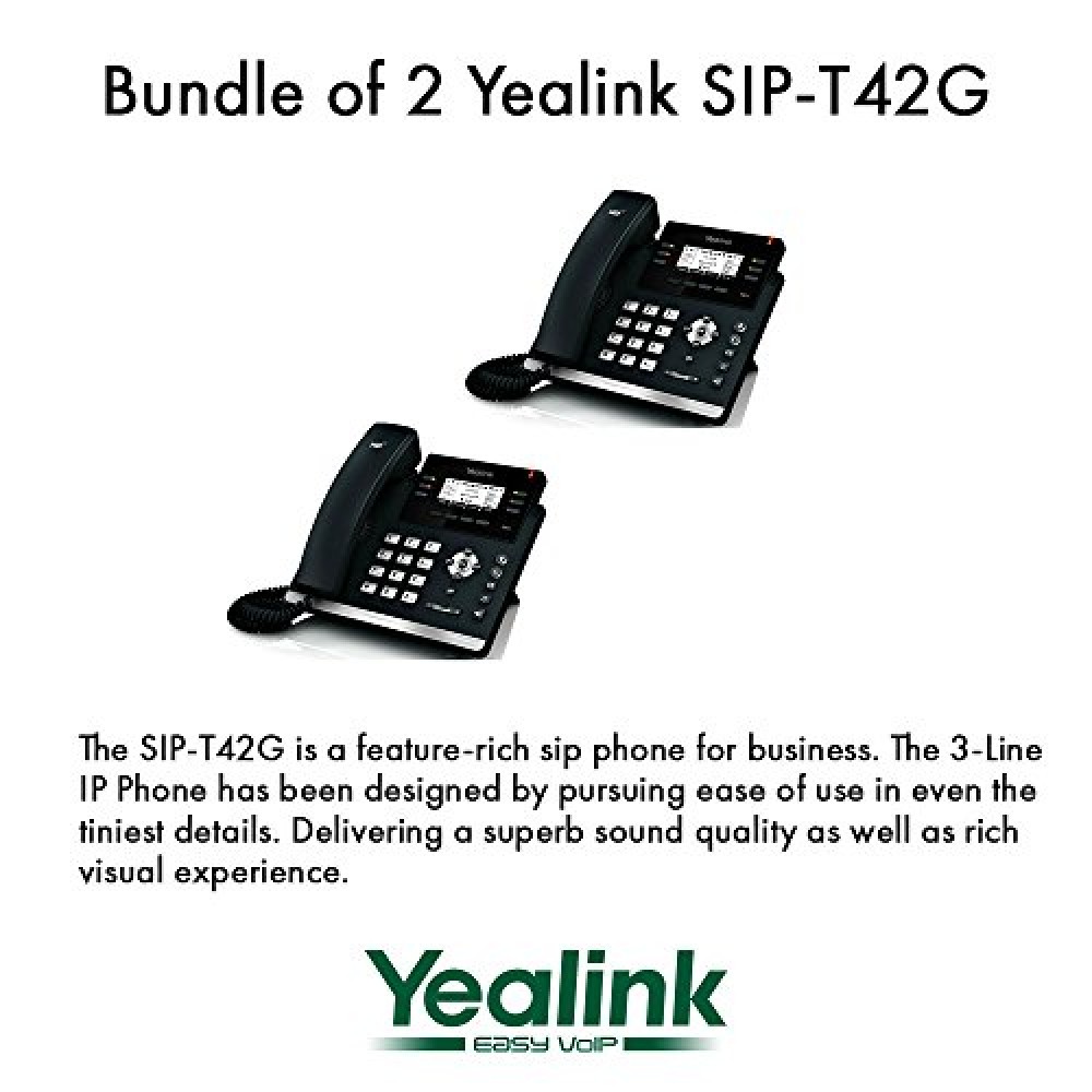 Yealink SIP-T42G - Ultra-elegant Gigabit IP Phone, 6 Line Keys with LED ...