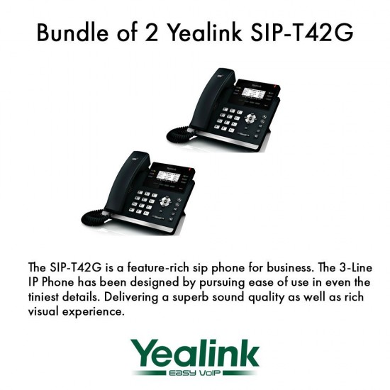 Yealink SIP-T42G - Ultra-elegant Gigabit IP Phone, 6 Line Keys with LED ...