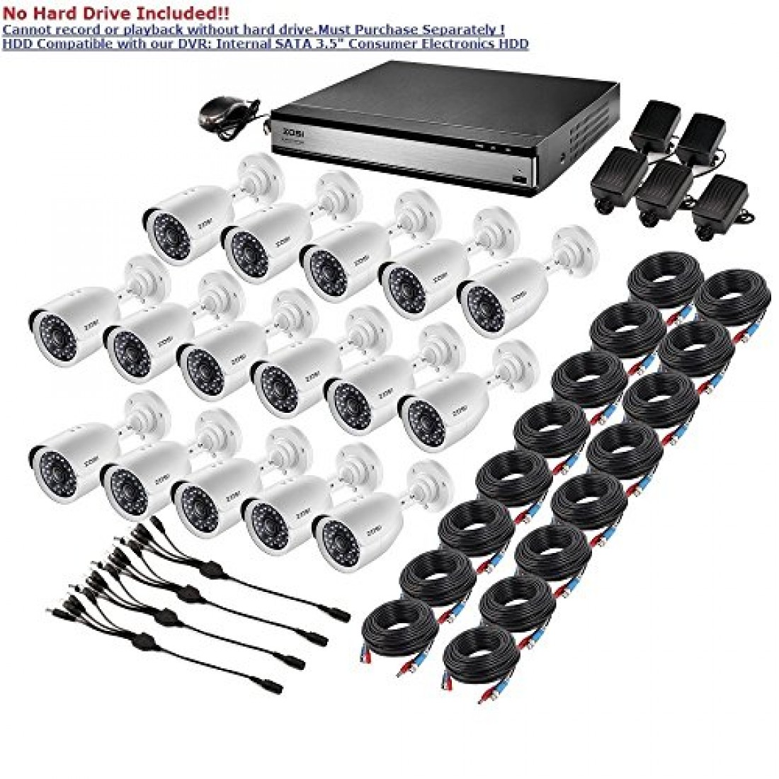 1080p HD-TVI 12 Channel Security Camera System,1080N Surveillance DVR ...