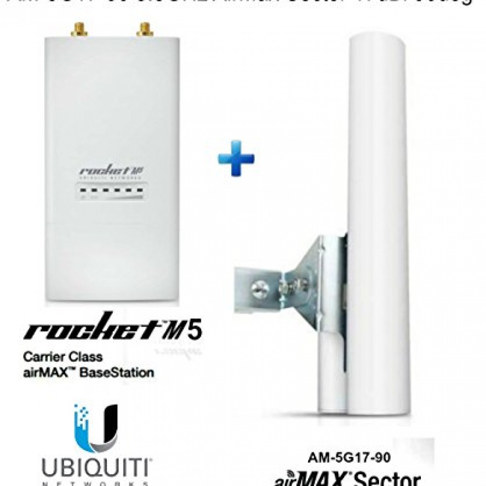 Ubiquiti RocketM5 Rocket M5 5.8GHz + AM-5G17-90 5.8GHz AirMax Sector ...